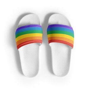 Rainbow LGBTQ+ Women’s Slides Shoes Pride Shoes Support Gay Sneakers ...