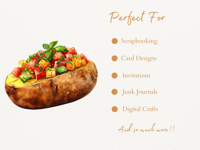 Watercolor Loaded Baked Potato Clipart Bundle, Carnival Fair Fast Food ...