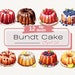 Bundt Cake Watercolor Clipart Bundle, Cute Digital Bundt Cake ...