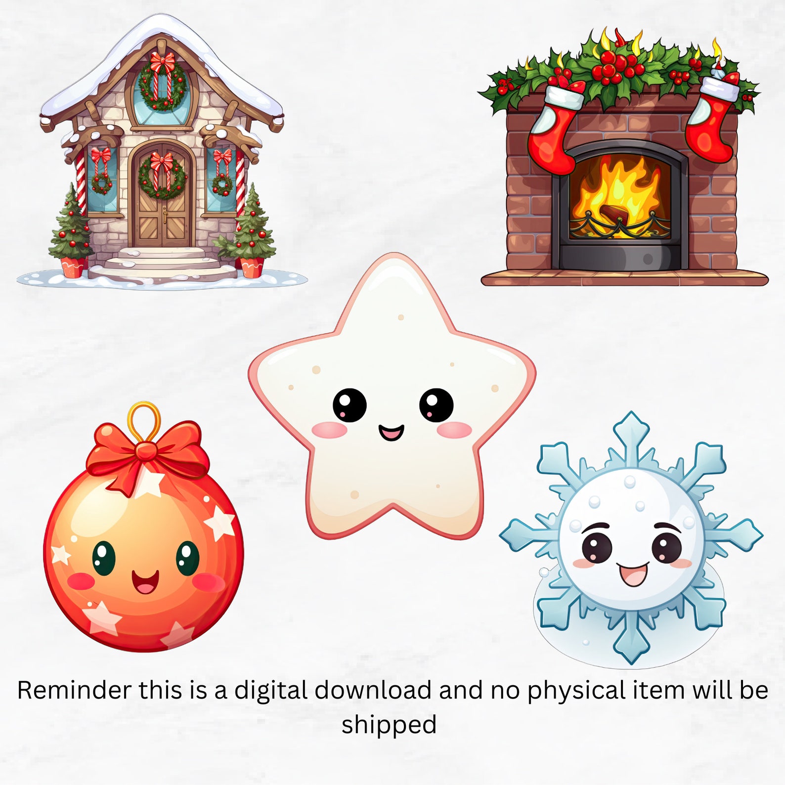 Cute Christmas Holiday Clipart Set, 30 Kawaii Christmas Clipart ...