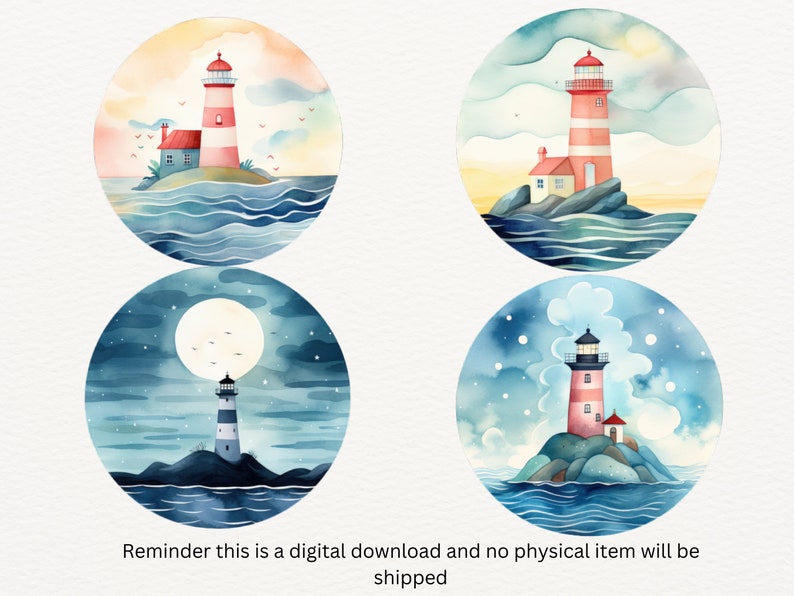 Watercolor Lighthouse Clipart Set, Cute Nautical Seaside Lighthouse ...