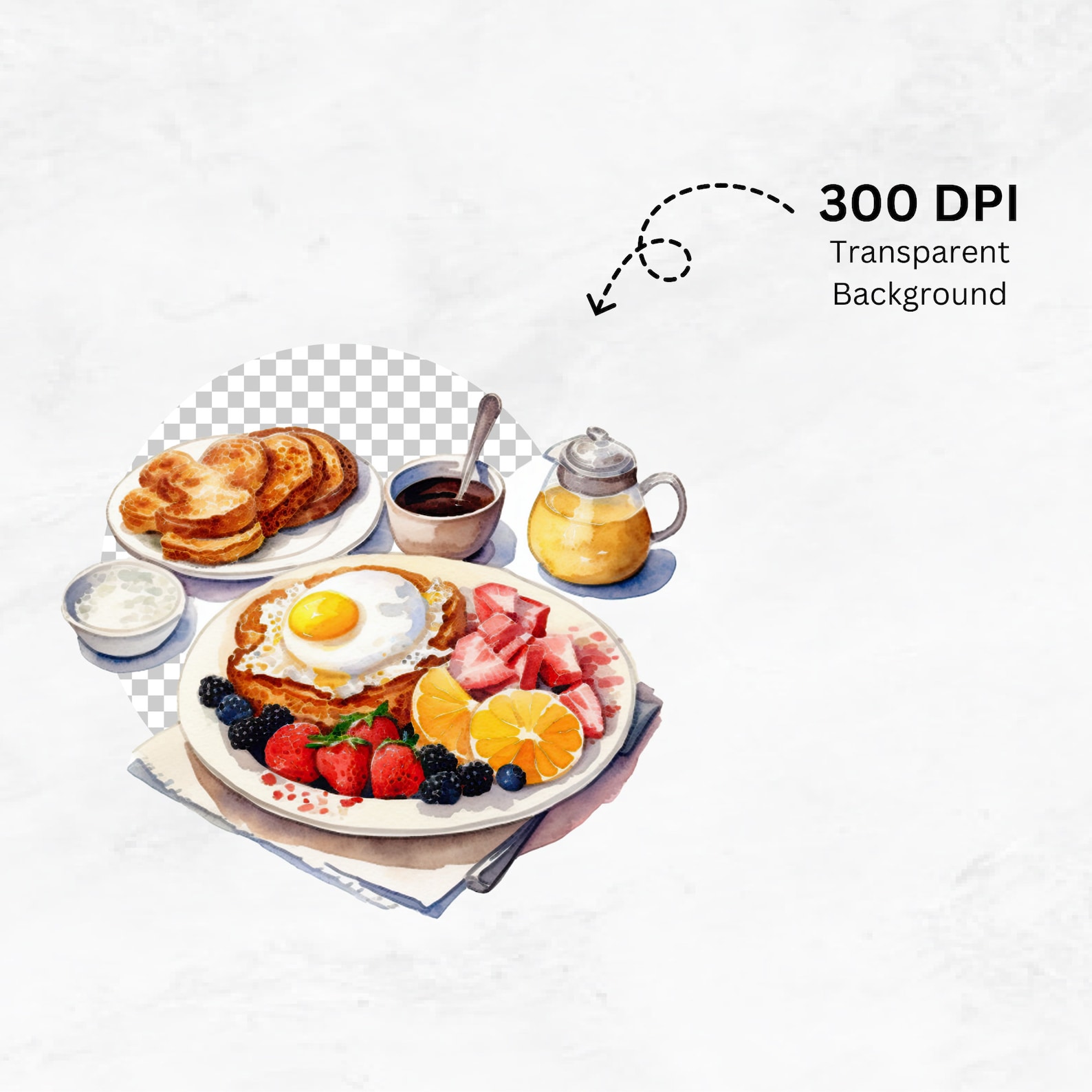 Watercolor Breakfast Food PNG Clipart Bundle, Christmas Breakfast ...