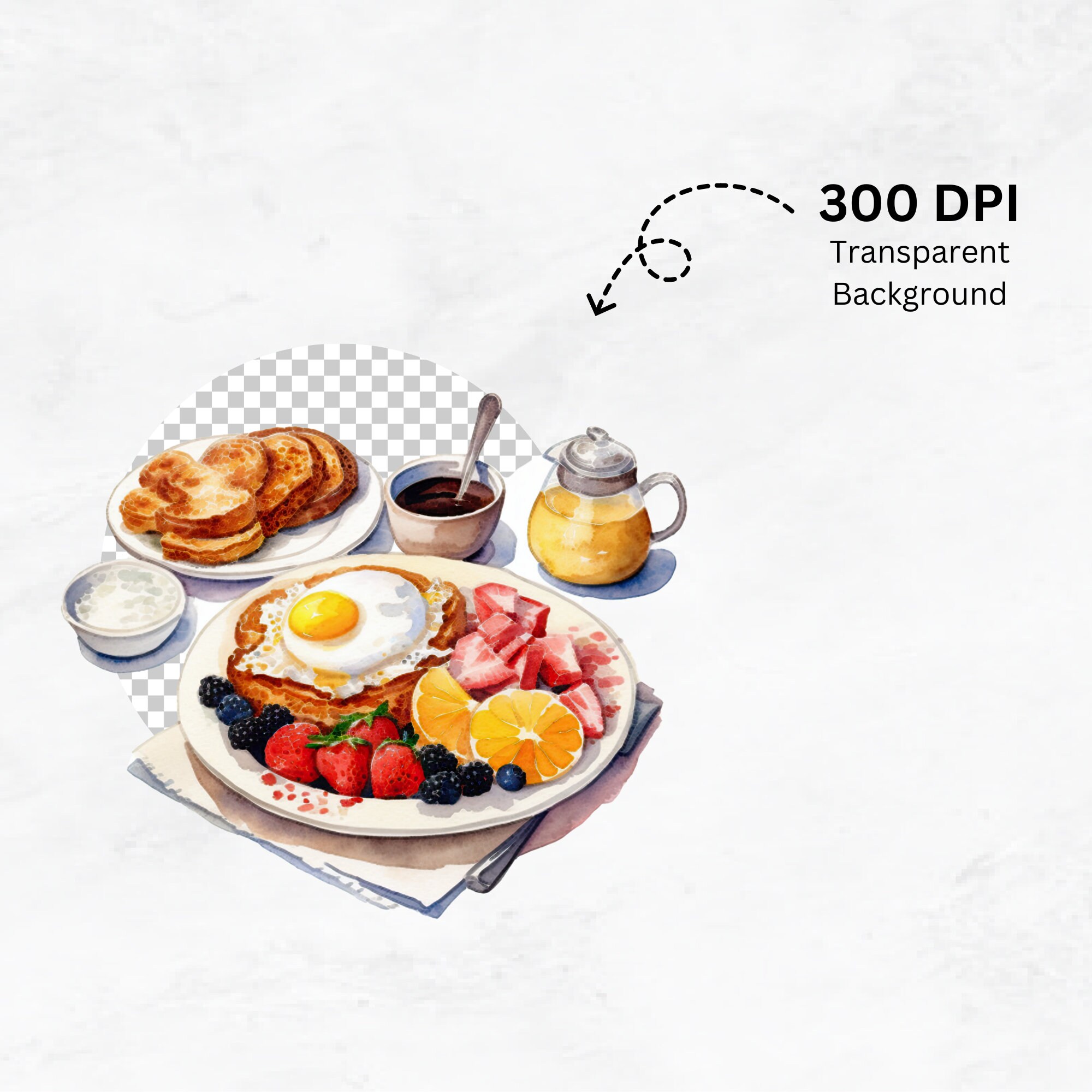 Watercolor Breakfast Food PNG Clipart Bundle, Christmas Breakfast ...