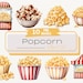 Watercolor Popcorn Digital Clipart, Movie Night Snacks Illustrations ...