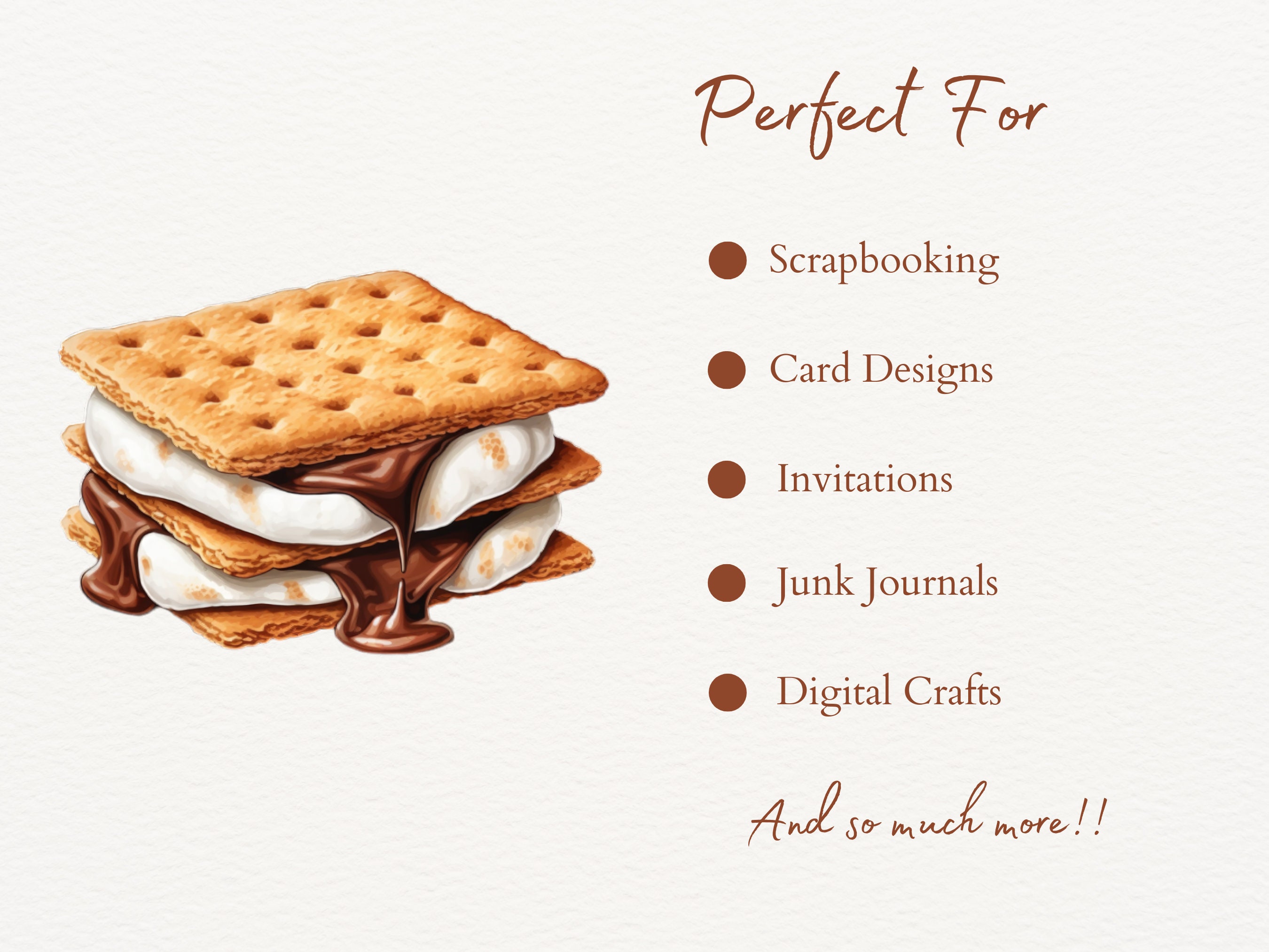 Watercolor S'more Clipart Bundle, Cute Camping Smores Digital Dessert ...