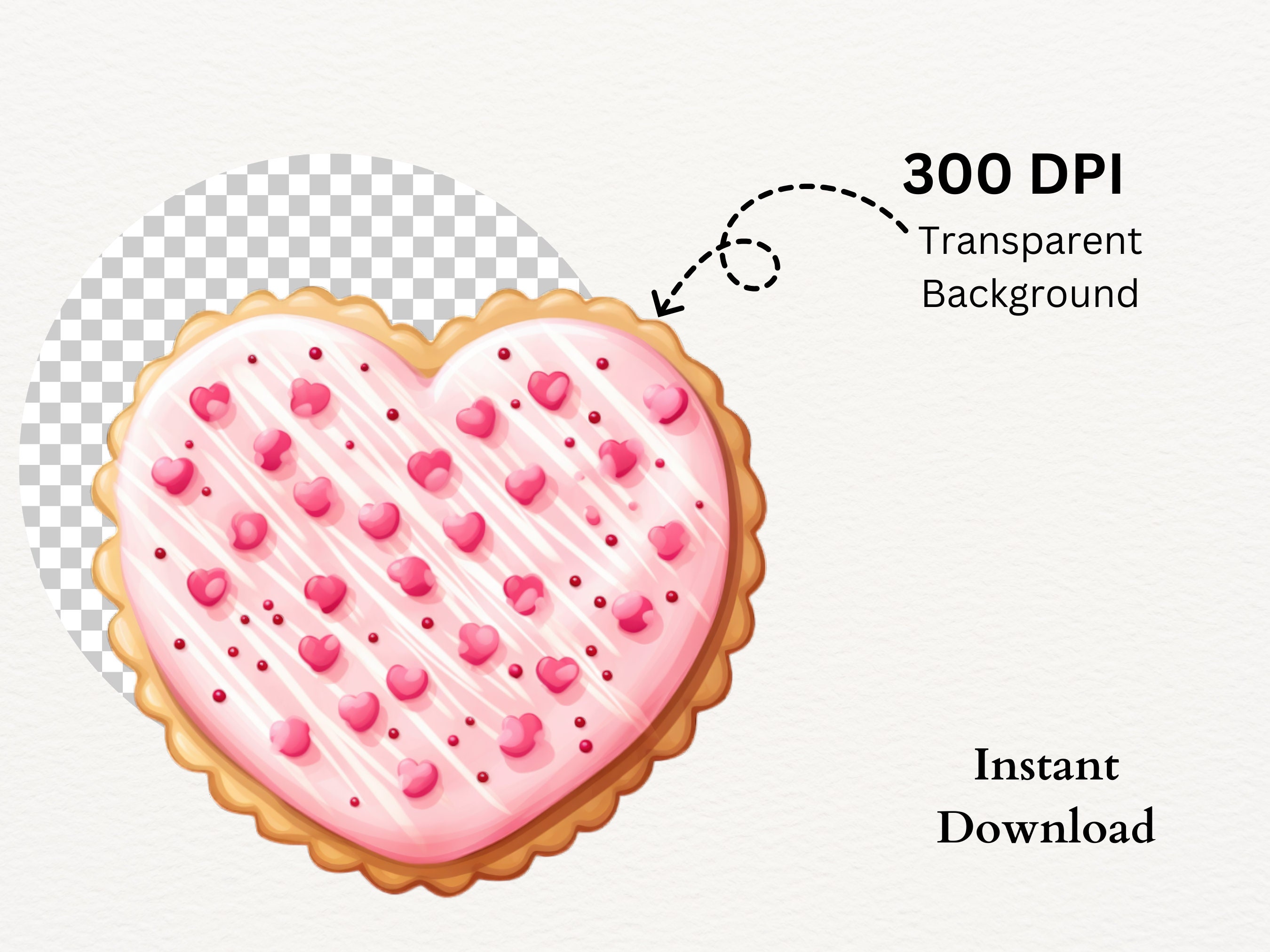 Cute Watercolor Valentine's Day Heart Cookie Clipart Bundle, Pink Red ...