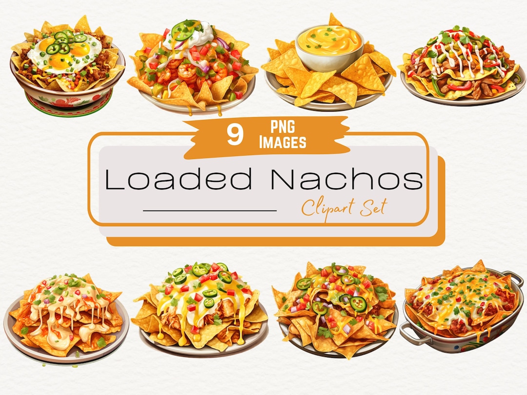 Watercolor Loaded Nachos Clipart Bundle, Party Snacks Fast Food ...
