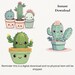 Cute Kawaii Cactus Clipart, Cacti Succulents PNG Bundle, Adorable ...
