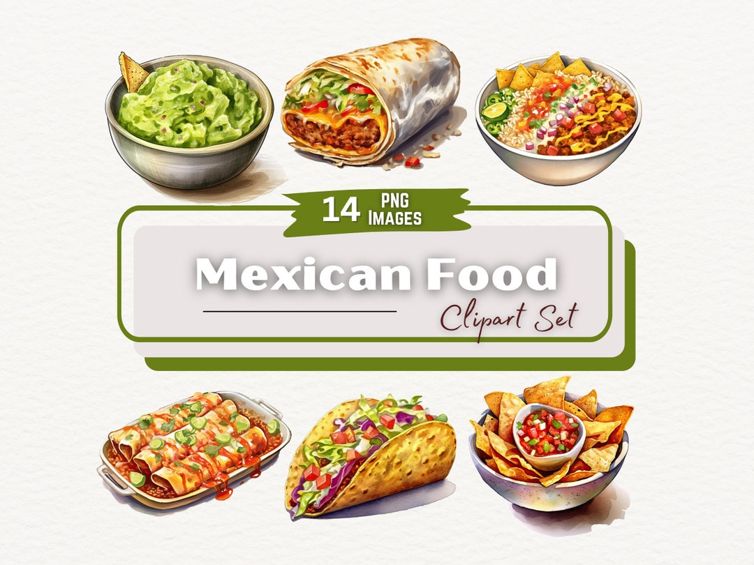 Mexican Food Watercolor Clipart Bundle| Tacos, Burritos, Enchiladas ...