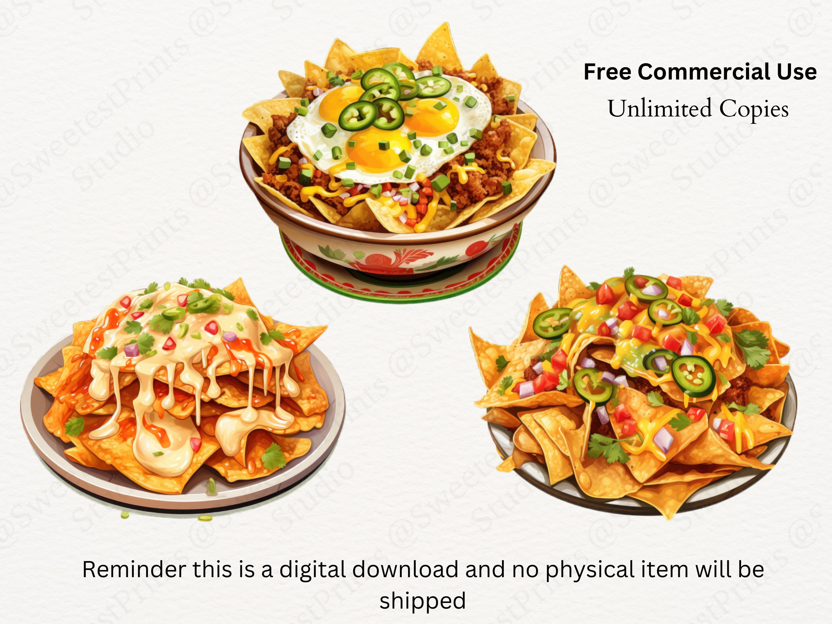 Watercolor Loaded Nachos Clipart Bundle, Party Snacks Fast Food ...