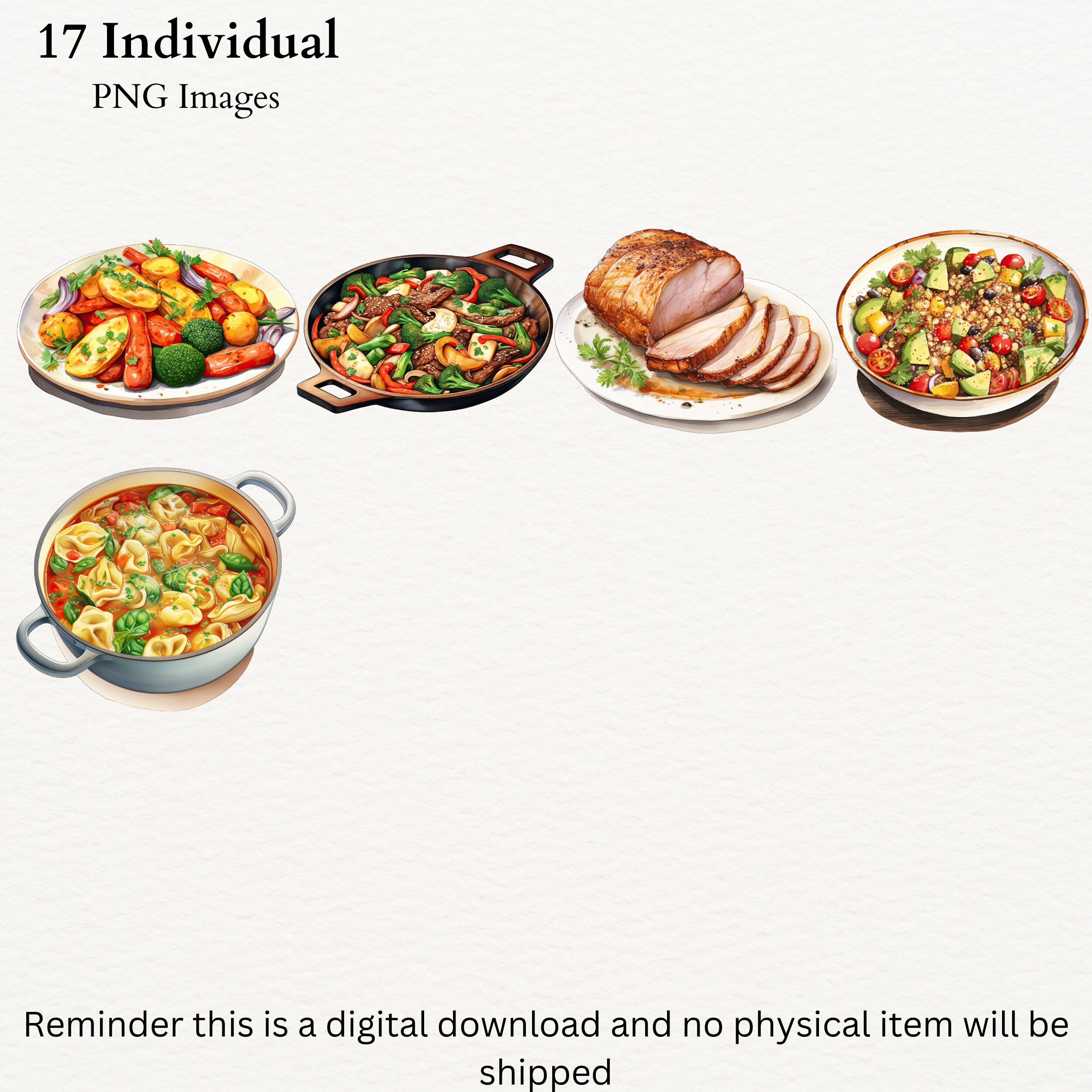 Healthy Meal Illustration Watercolor Clipart, 17 Food Art Illustrations ...