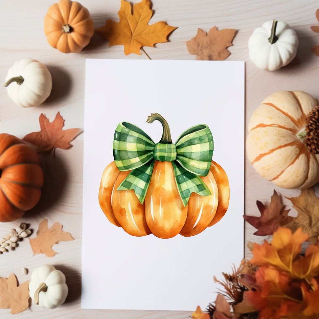 Fall Pumpkin Watercolor Clipart PNG Transparent Seasonal - Etsy