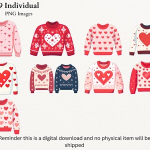 Cute Valentines Day Sweater Clipart, Romantic Valentine's Illustrations ...