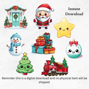 Cute Christmas Holiday Clipart Set, 30 Kawaii Christmas Clipart ...