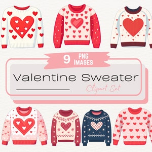 Cute Valentines Day Sweater Clipart, Romantic Valentine's Illustrations ...