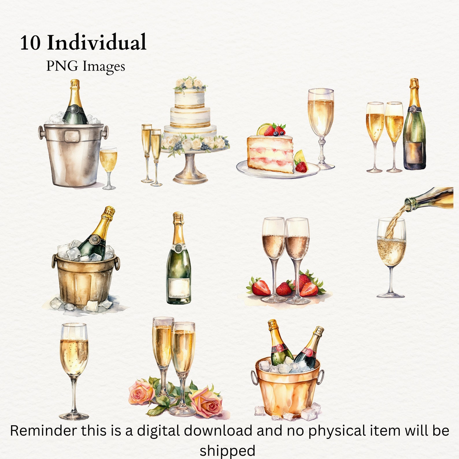 Champagne Watercolor Clipart, Champagne PNG, Celebration Party Clipart ...