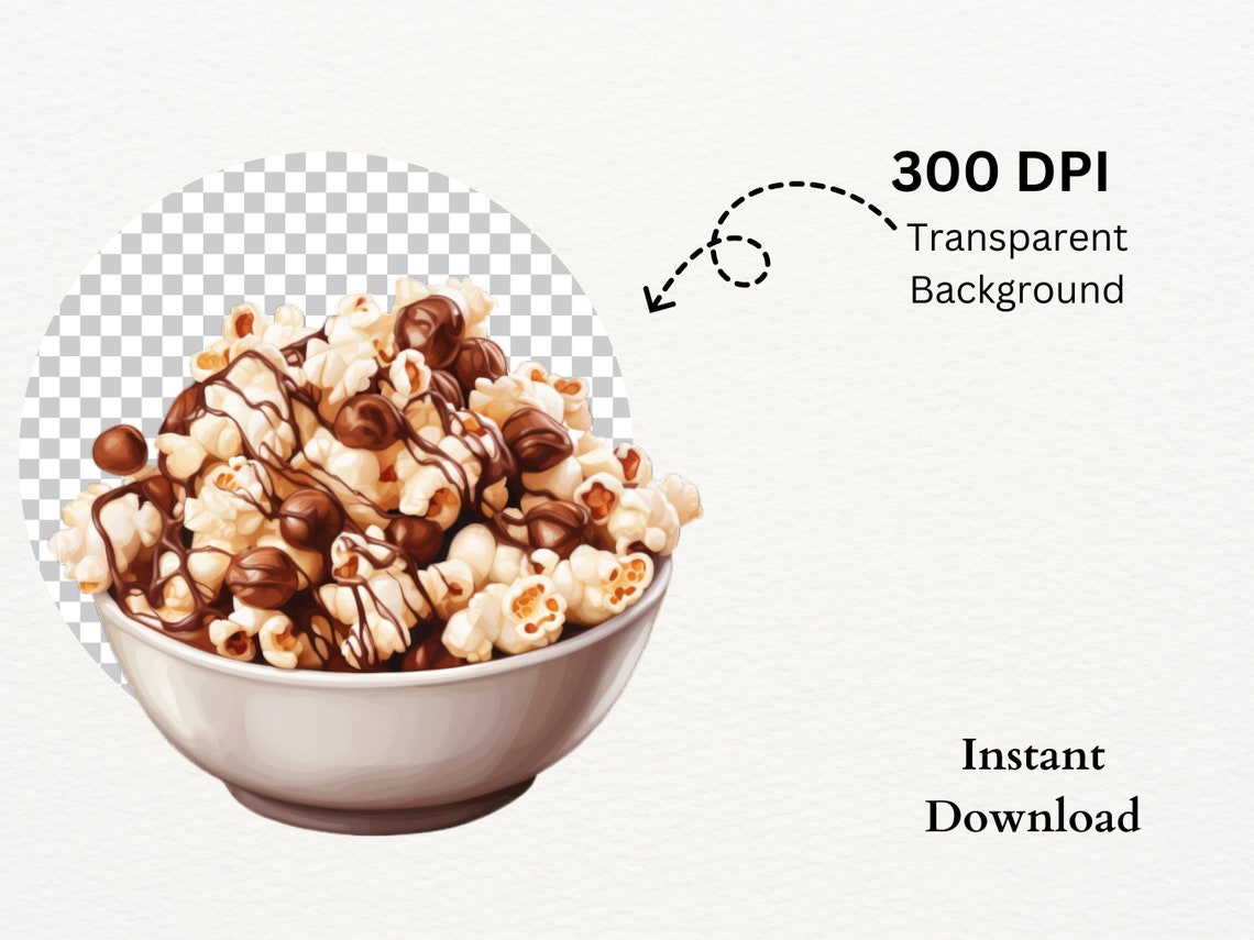 Watercolor Popcorn Digital Clipart, Movie Night Snacks Illustrations ...