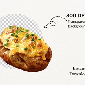 Watercolor Loaded Baked Potato Clipart Bundle, Carnival Fair Fast Food ...