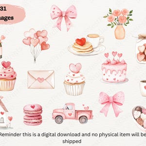 Cute Valentine's Day Watercolor Clipart Bundle, Boho Romantic Love ...