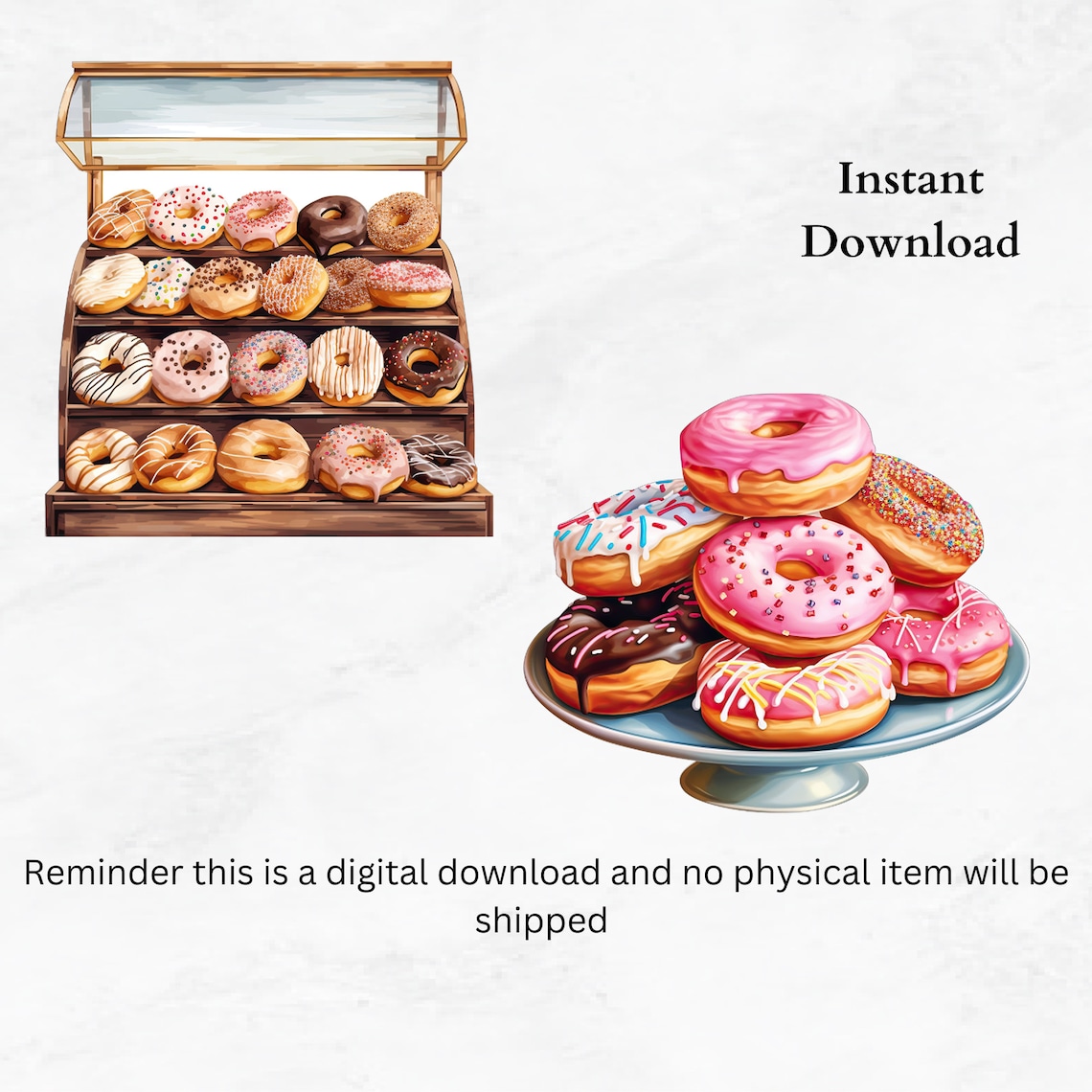 Donut Watercolor Clipart Bundle, Donut and Coffee Digital Food Art ...