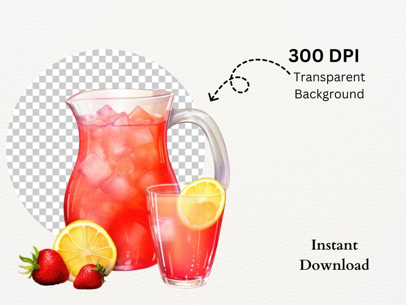 Watercolor Strawberry Lemonade Clipart Bundle, Refreshing Summer Drinks ...