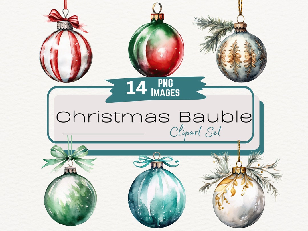 Christmas Ornament Watercolor Clipart, Holiday Baubles Clipart ...