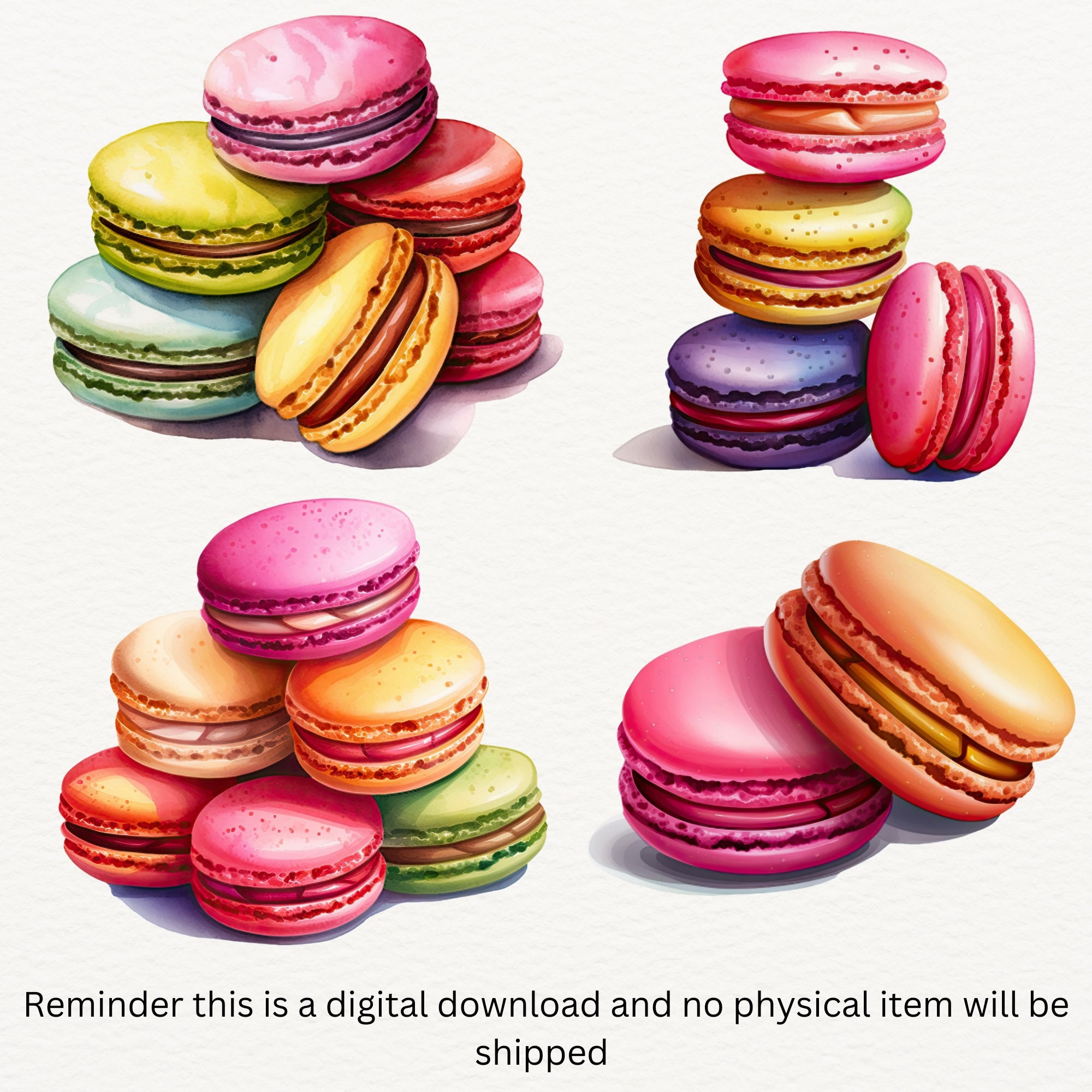 Cute Watercolor Macaron Clipart Set 17 Macaron Illustrations - Etsy