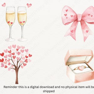 Cute Valentine's Day Watercolor Clipart Bundle, Boho Romantic Love ...