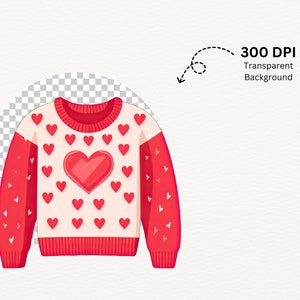 Cute Valentines Day Sweater Clipart, Romantic Valentine's Illustrations ...