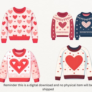 Cute Valentines Day Sweater Clipart, Romantic Valentine's Illustrations ...