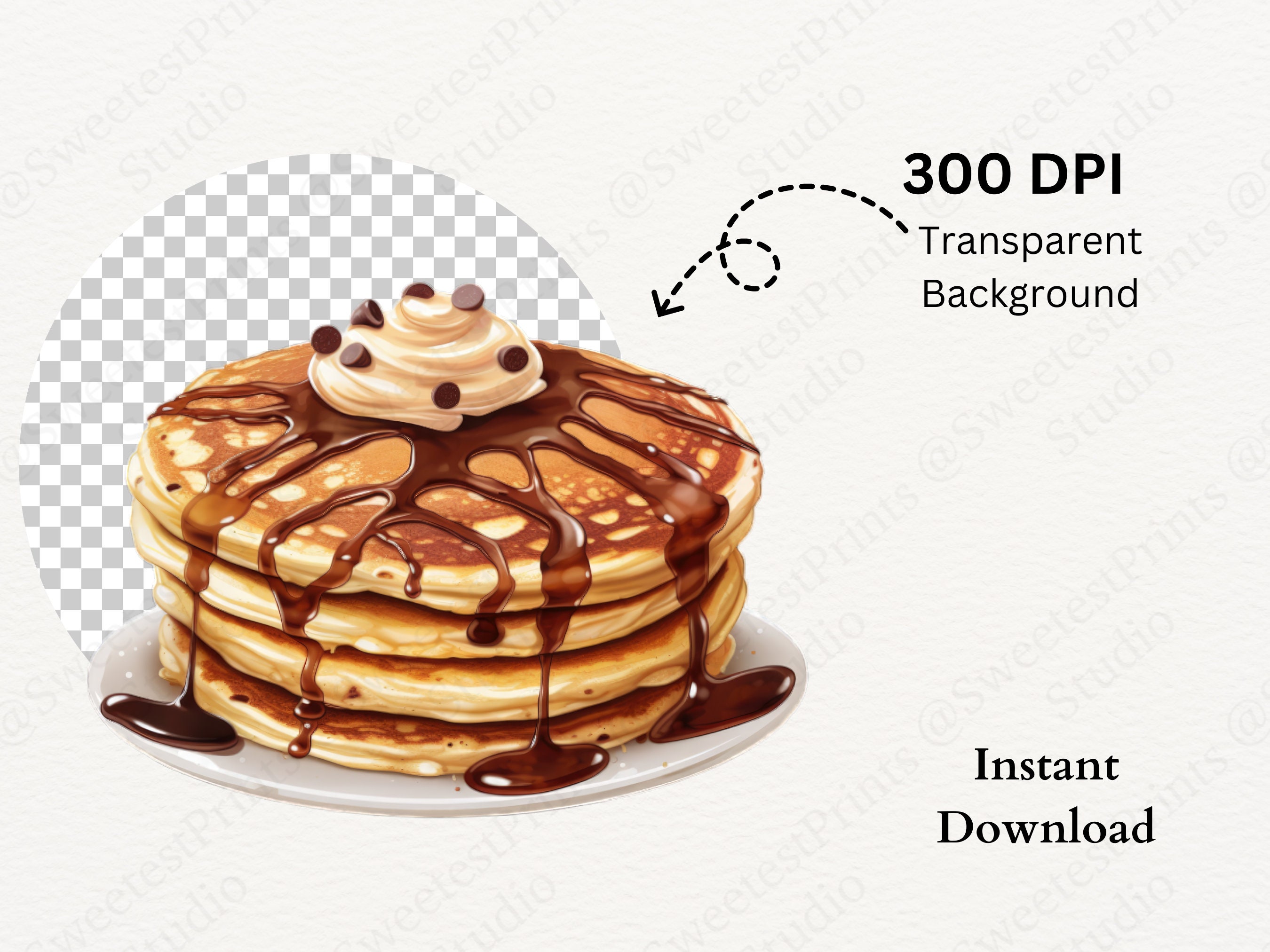 Watercolor Pancake Breakfast Clipart Bundle, Fruit Pancake Stack ...