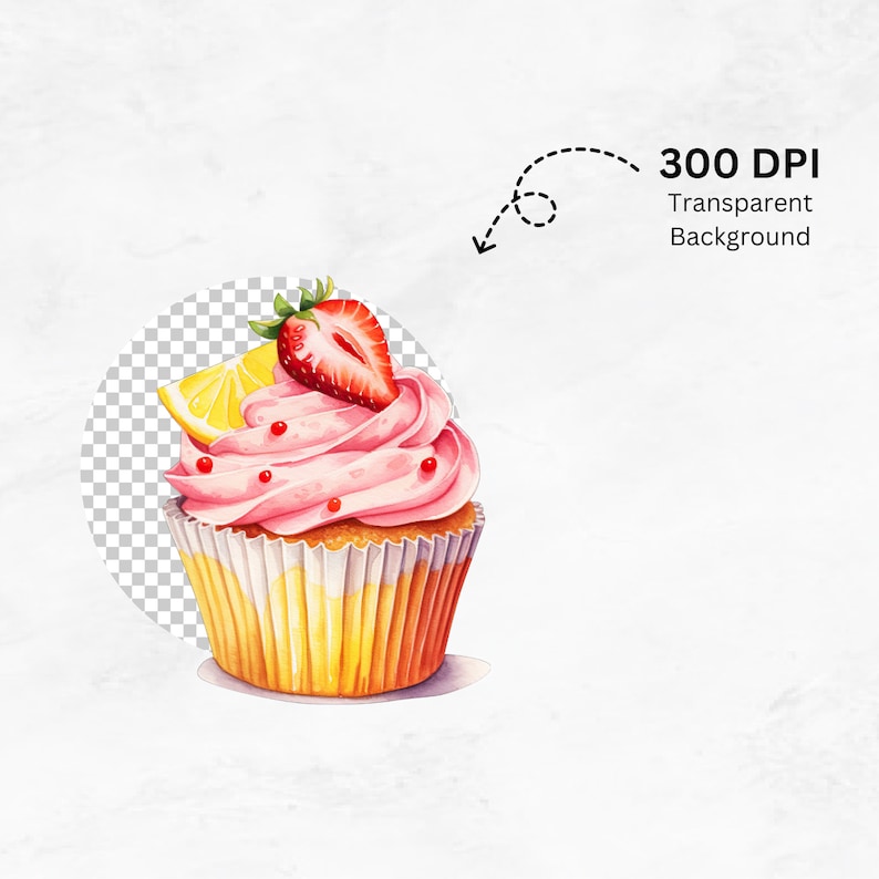 Watercolor Birthday Cupcake Clipart, Party Invitations, Dessert ...