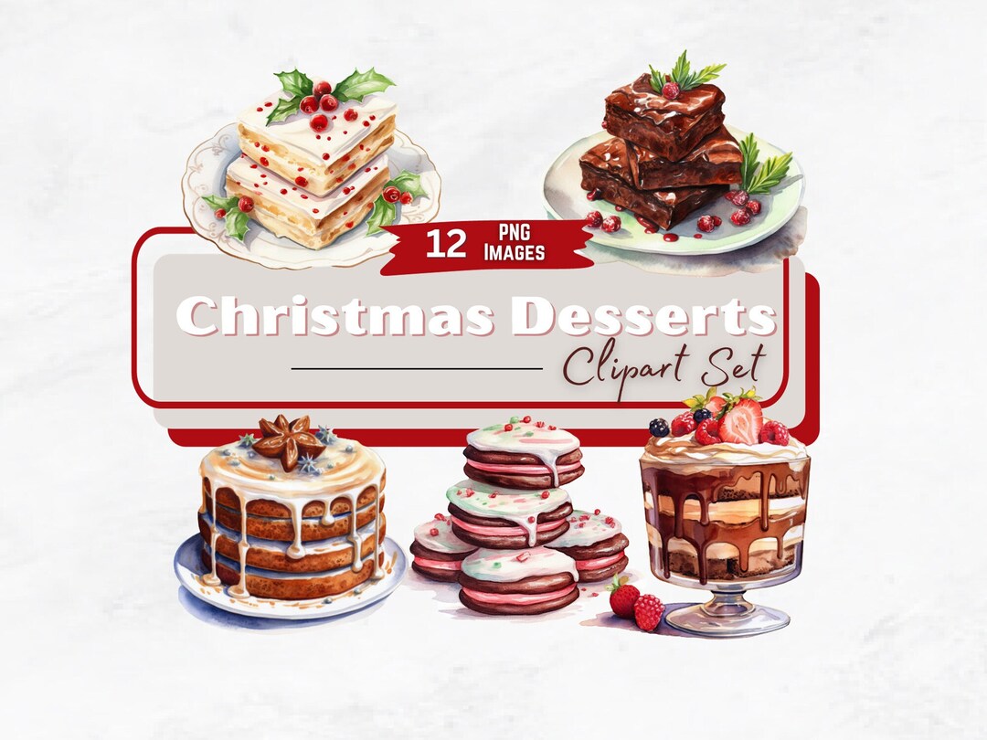 Christmas Desserts Watercolor Clipart Set Christmas Clipart - Etsy