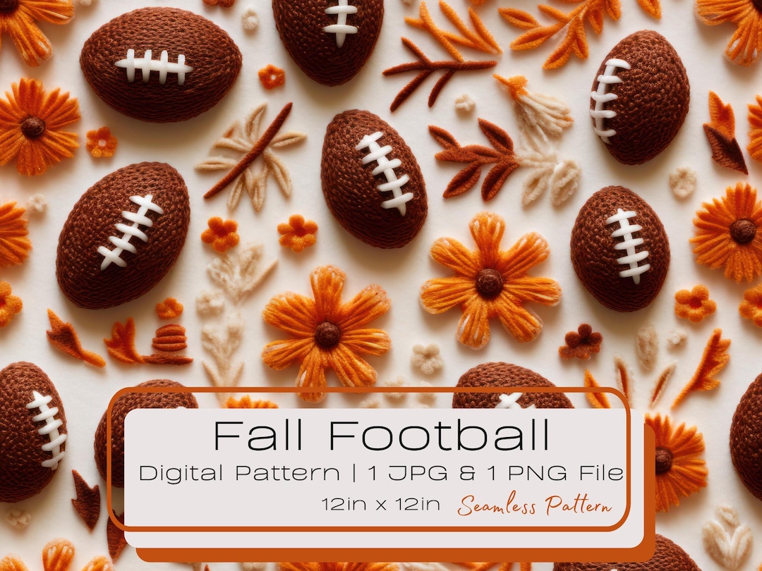 3D Fall Football Seamless Digital File, Autumn Sport Floral Decor ...