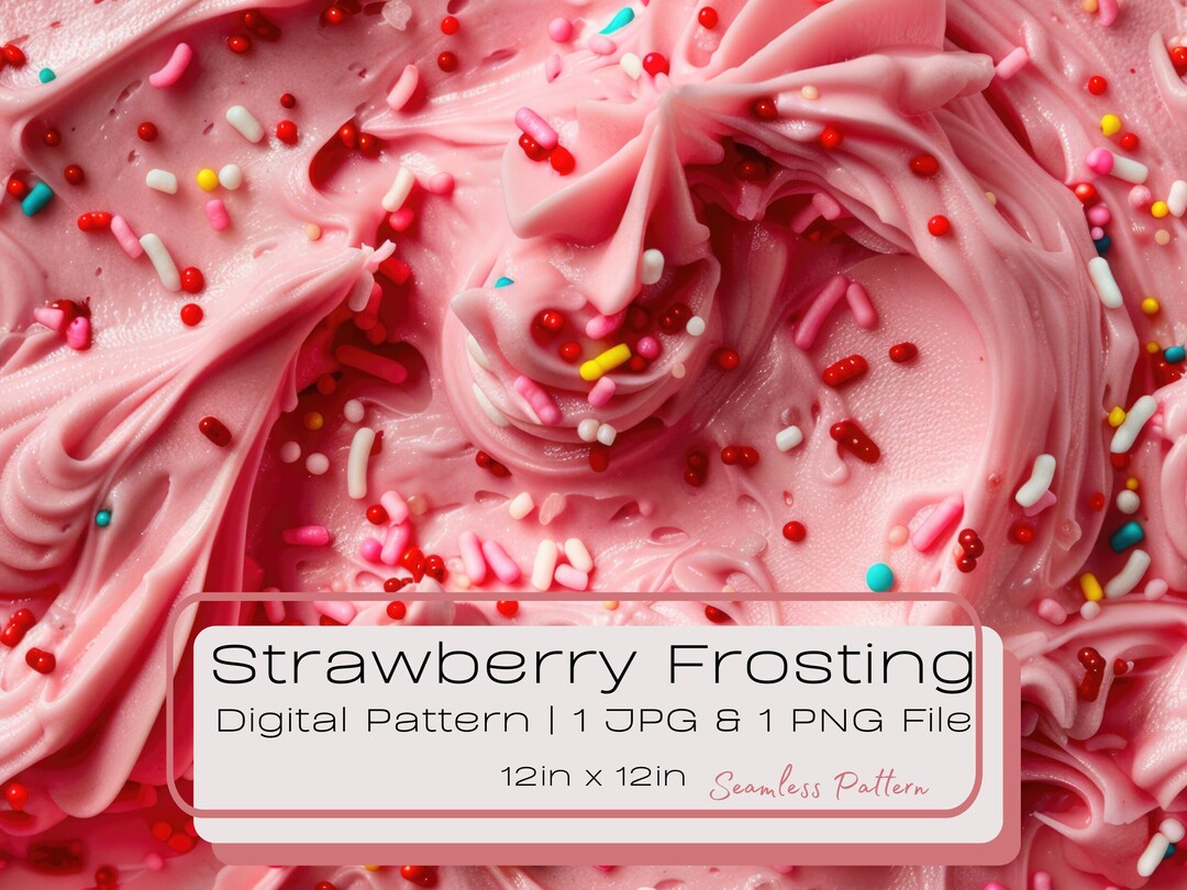 3D Strawberry Frosting Seamless Digital Pattern, Pink Bakery Dessert ...