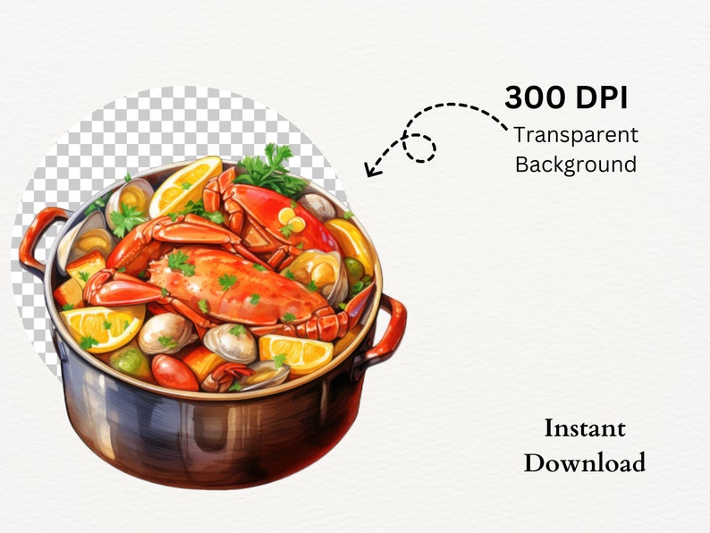 Watercolor Seafood Boil Digital Clipart Bundle, Summer Cajun Crab ...