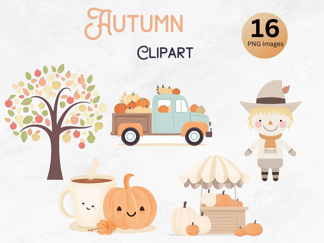 Fall Seasonal Clipart Bundle Set | Thanksgiving Clipart PNG ...