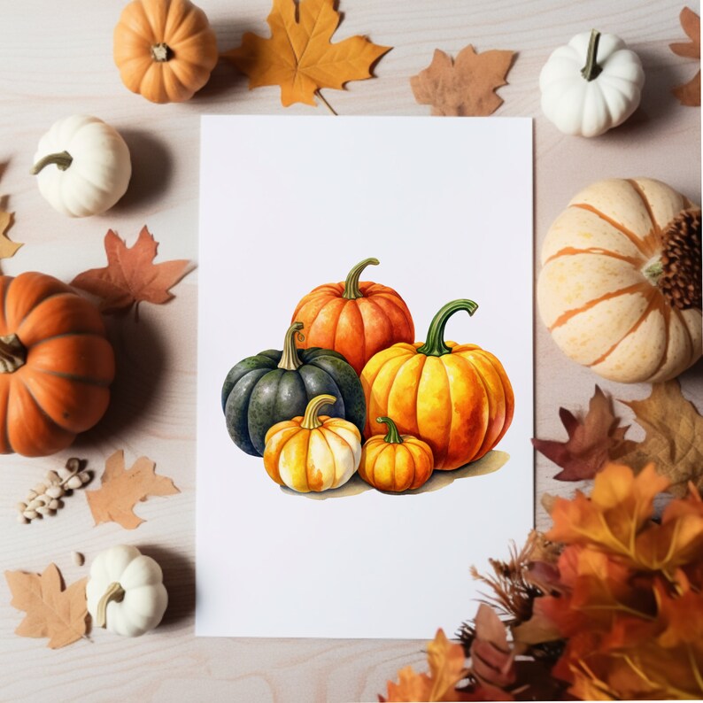 Colorful Watercolor Pumpkin Clipart, Rustic Pumpkin, Fall Pumpkin ...