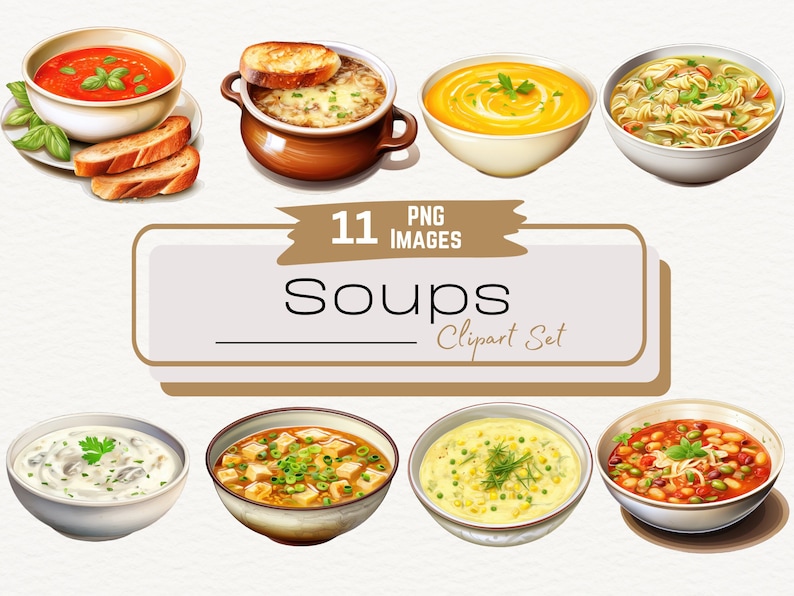 Watercolor Soup Clipart Bundle, Cozy Meal Illustration, Digital Food ...