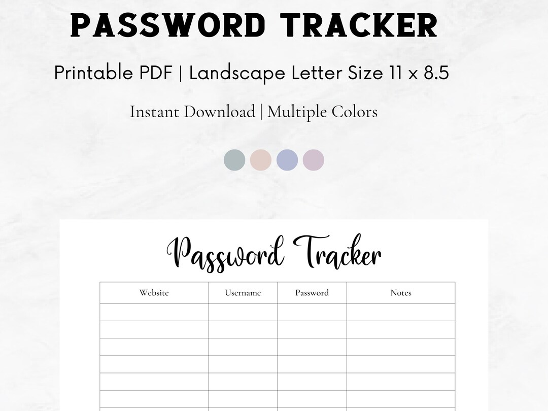 Password Tracker Instant Download Printable Bundle | Password Manager ...
