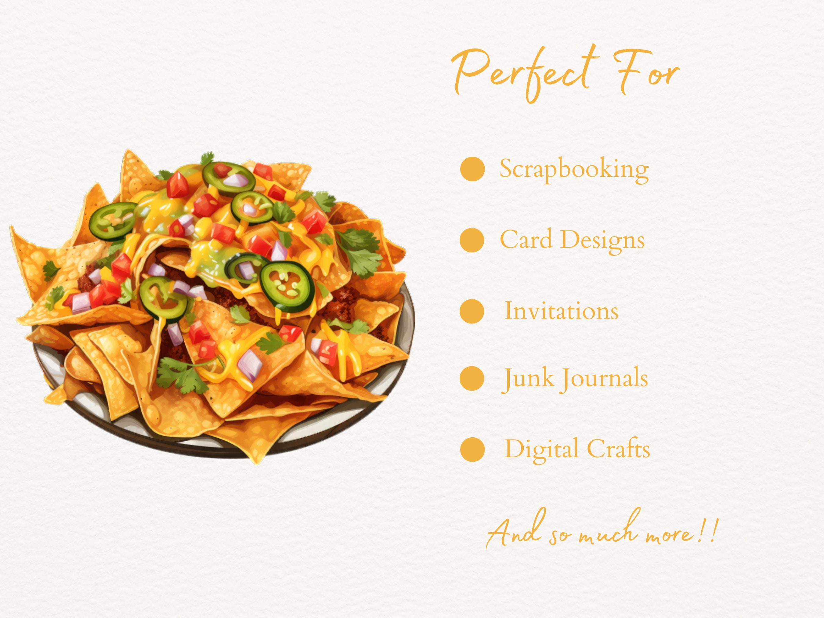 Watercolor Loaded Nachos Clipart Bundle, Party Snacks Fast Food ...