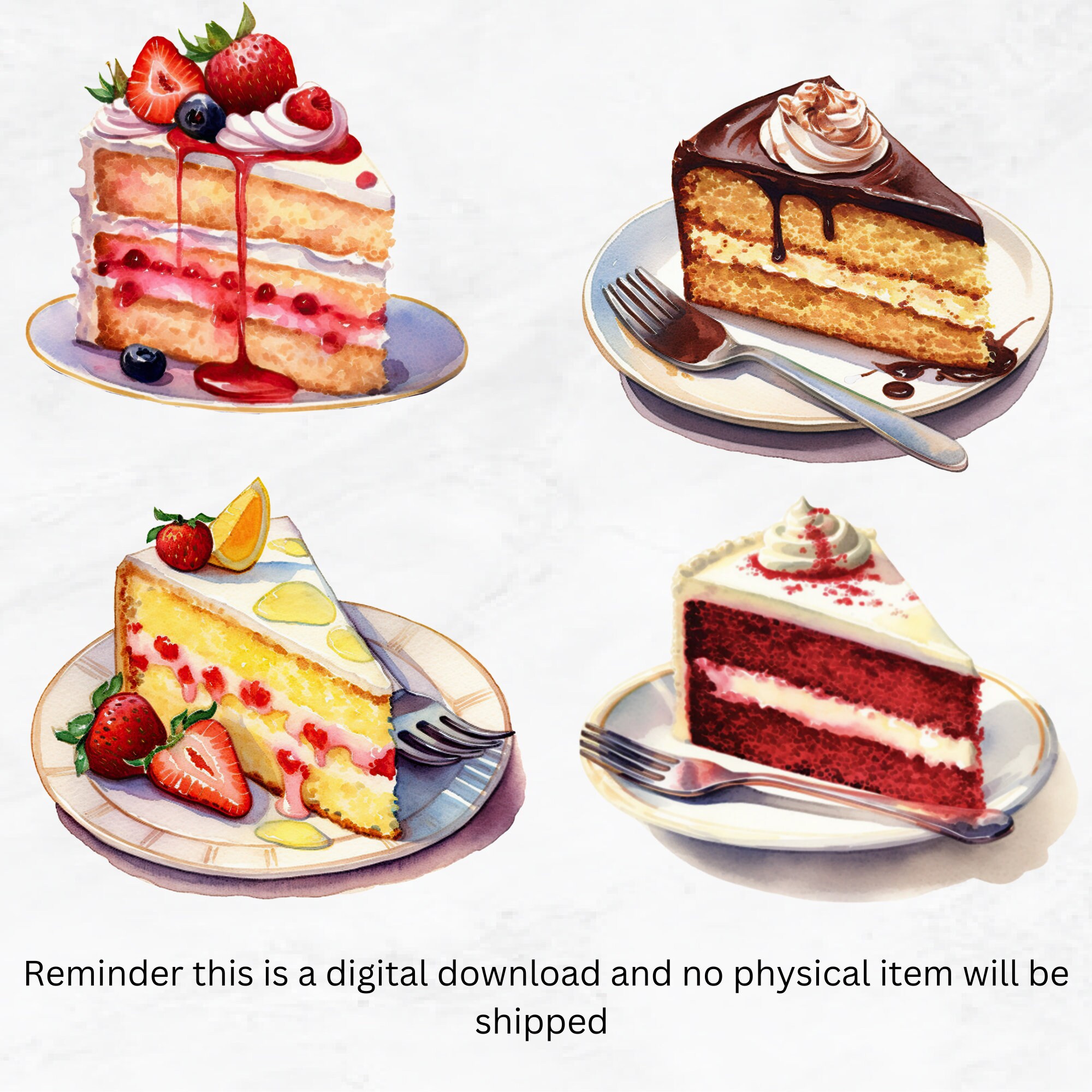 Dessert Cake Watercolor Clipart, Sweet Treats, Birthday Cake, Food ...