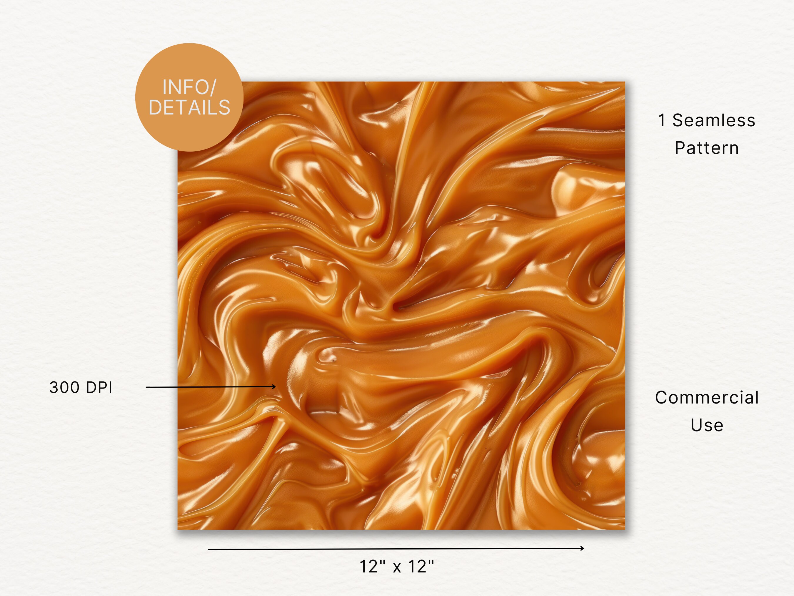 3D Melted Caramel Swirl Seamless Digital Pattern, Dessert Toppings ...