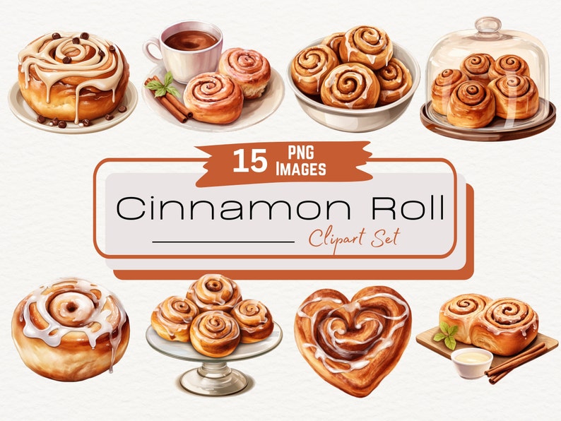 Watercolor Cinnamon Roll Clipart Set, Cute Breakfast Pastry Dessert ...