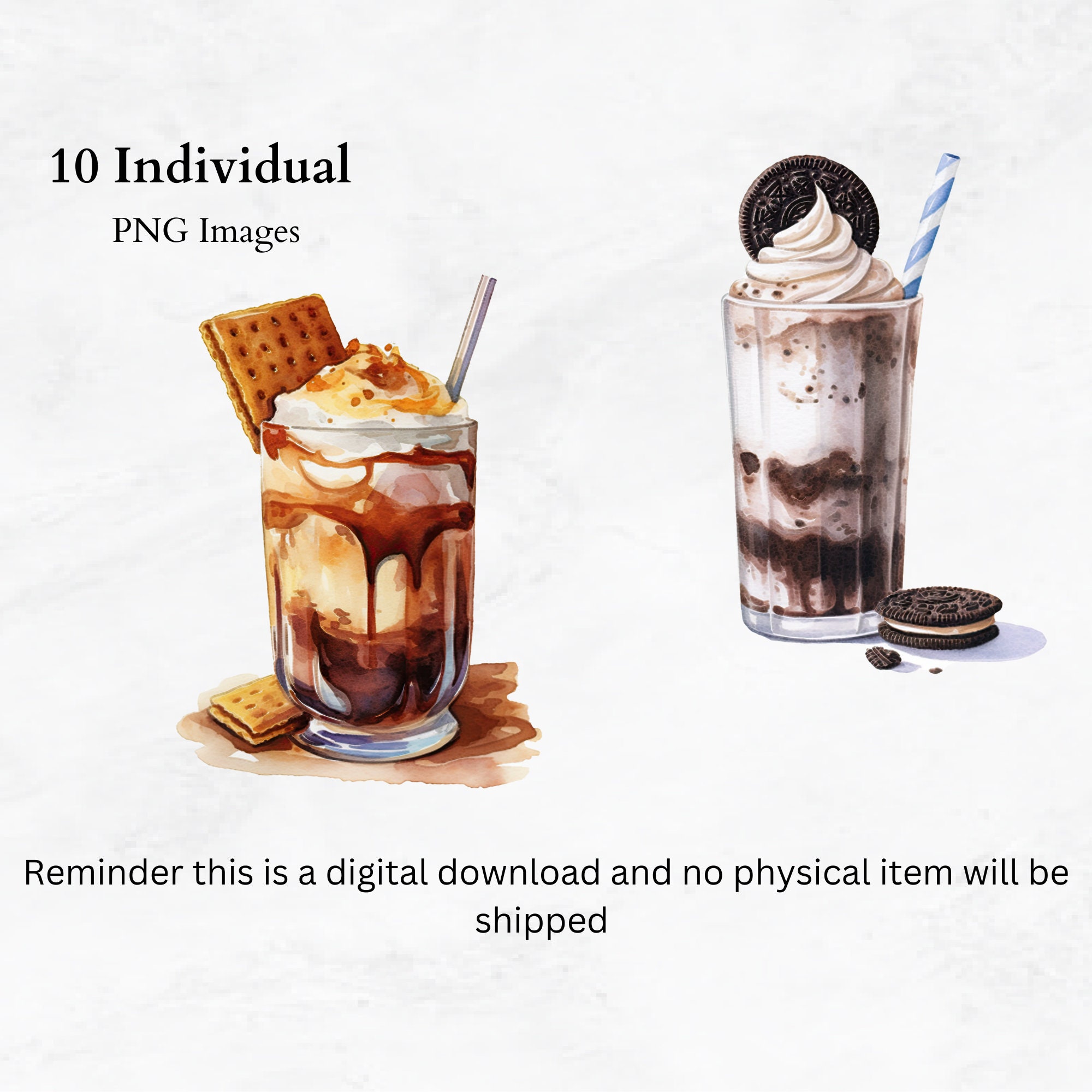 Milkshake Watercolor Clipart Set, Transparent Dessert Clipart, Ice ...