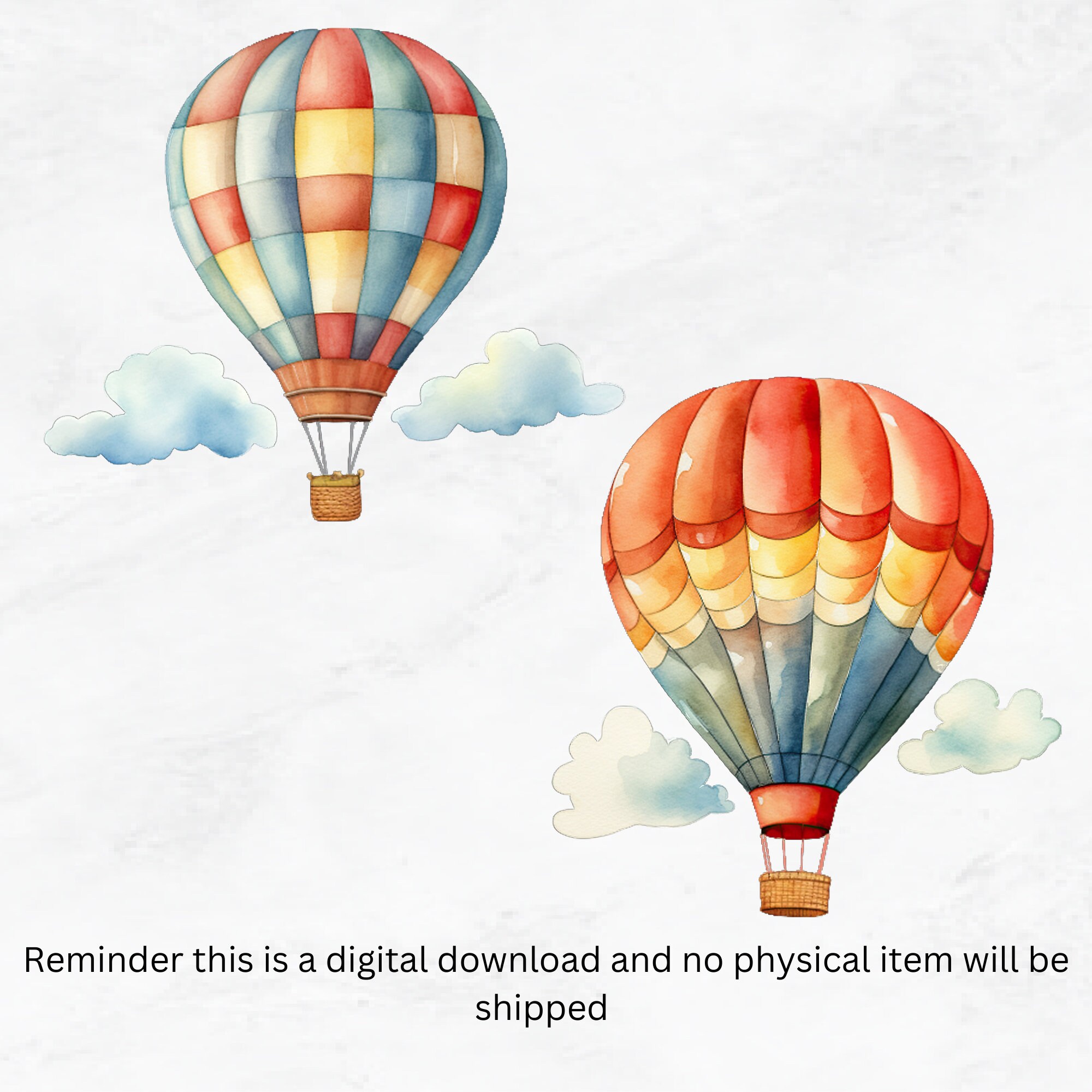 Watercolor Hot Air Balloon, Baby Shower Invitation, Nursery Clipart ...