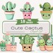 Cute Kawaii Cactus Clipart, Cacti Succulents PNG Bundle, Adorable ...