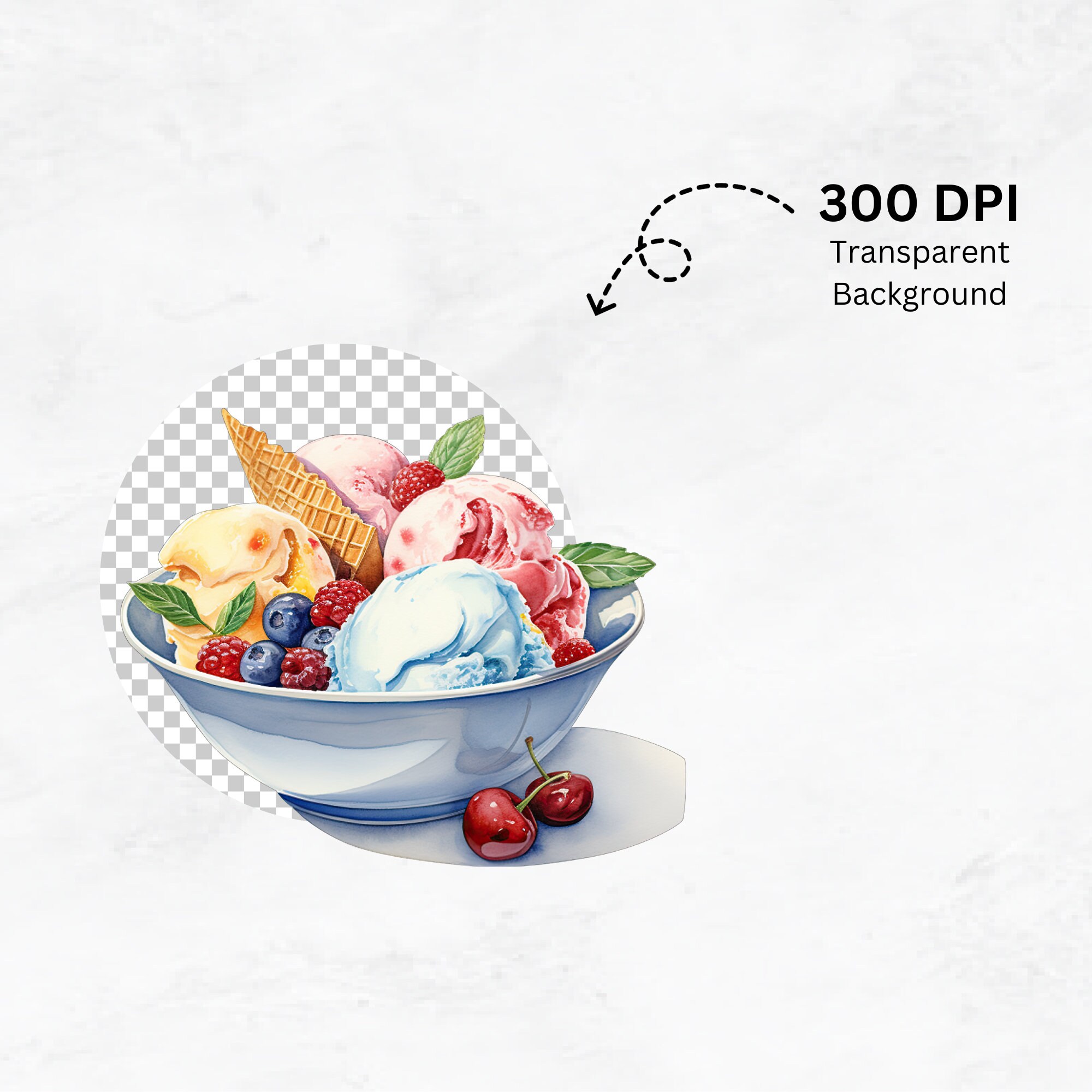 Ice Cream Watercolor Clipart, Dessert Clipart, Ice Cream Cone, Party ...