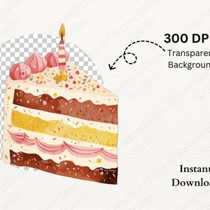 Watercolor Cute Pastel Birthday Party Clipart Bundle, Birthday Cake ...