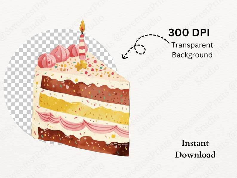 Watercolor Cute Pastel Birthday Party Clipart Bundle, Birthday Cake ...